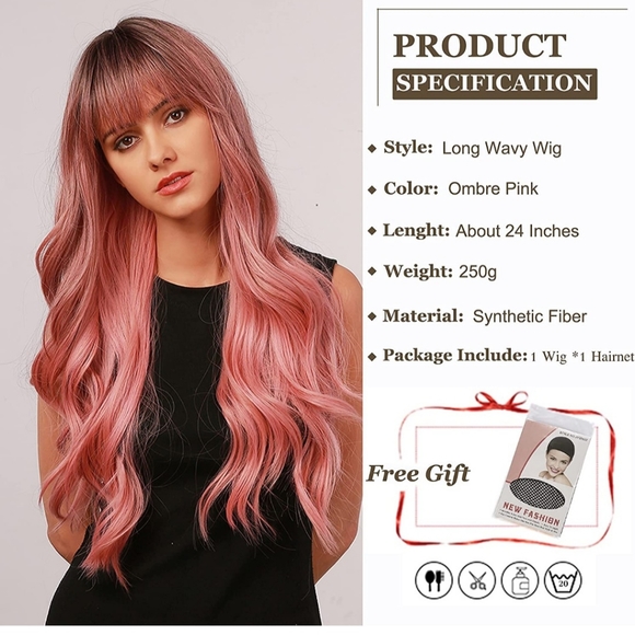 Accessories | New Ombre Pink 26 Inch Long Synthetic Wig | Poshmark